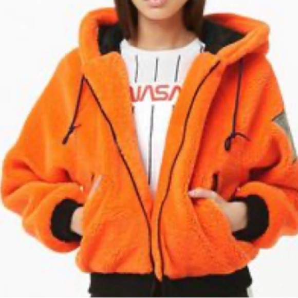 Forever 21 | Jackets & Coats | Nasa Hooded Faux Fur Jacket Euc | Poshmark